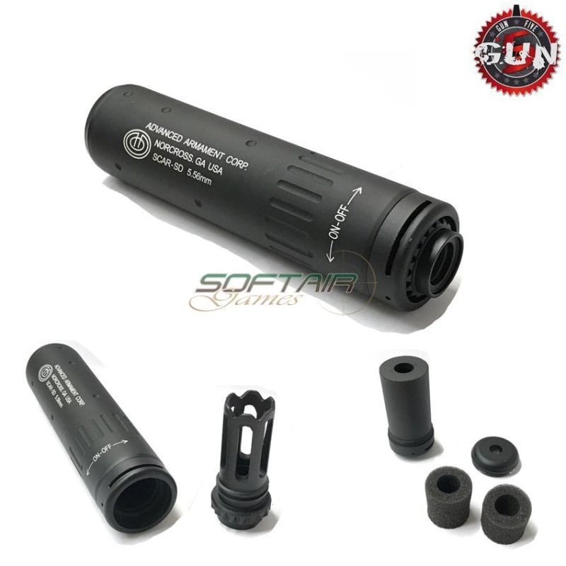 Silencer & Flash Hider 14mm Ccw Aac Sd Type 150mm Black Gun Five