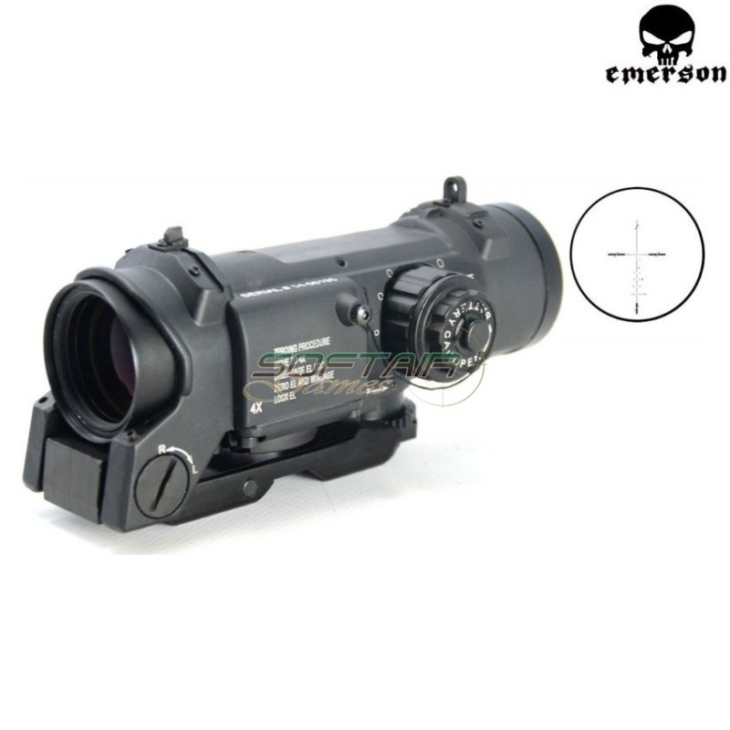 Elcan Scope Specter Black 4x Magnifier + Red Point Emerson (em5135)